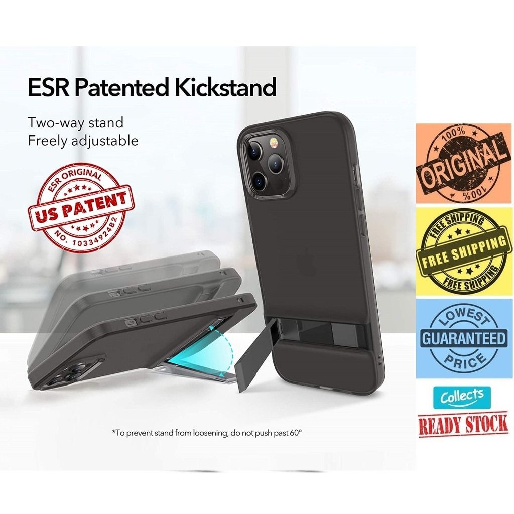 ESR Metal Kickstand Case iPhone 12 Pro Max Sidekick Series Clear Case ...