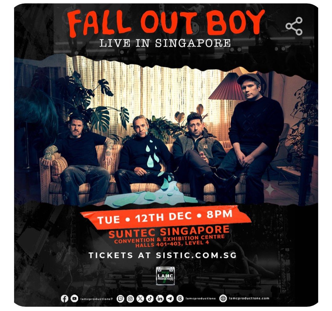 Fall Out Boy Concert Tix (w Priority Entry), Tickets & Vouchers, Event ...