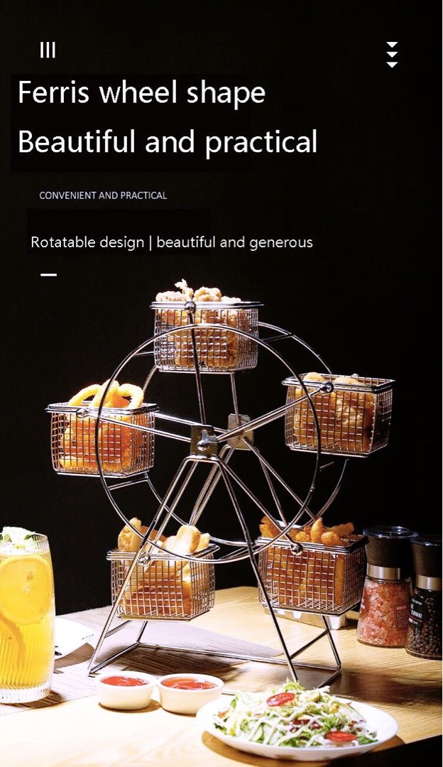 Ferris Wheel Rotating Snack Rack French Fries Chicken Nuggets Basket ...