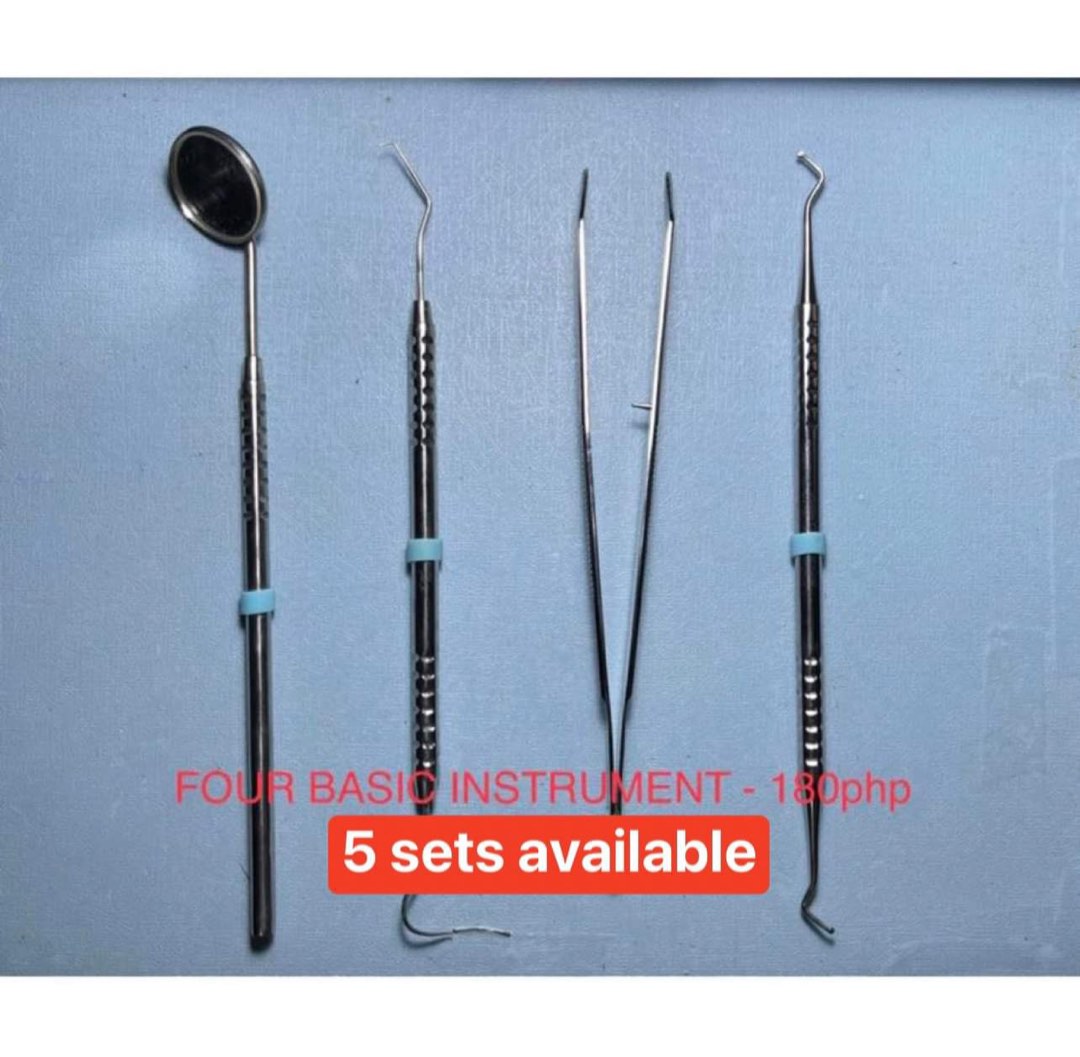 Four Basic Instruments (Mouth Mirror, Explorer, Cotton Plier, & Spoon ...