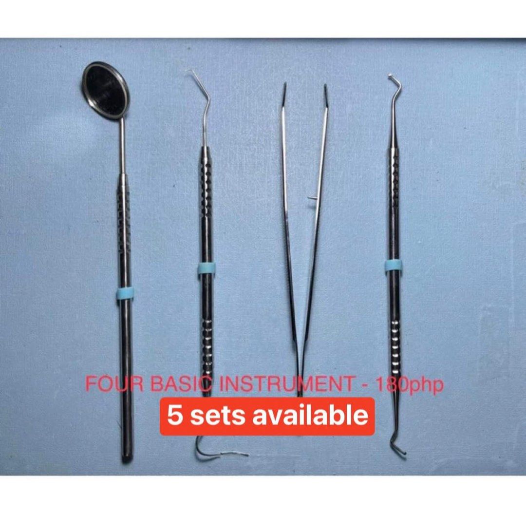 Four Basic Instruments (Mouth Mirror, Explorer, Cotton Plier, & Spoon ...