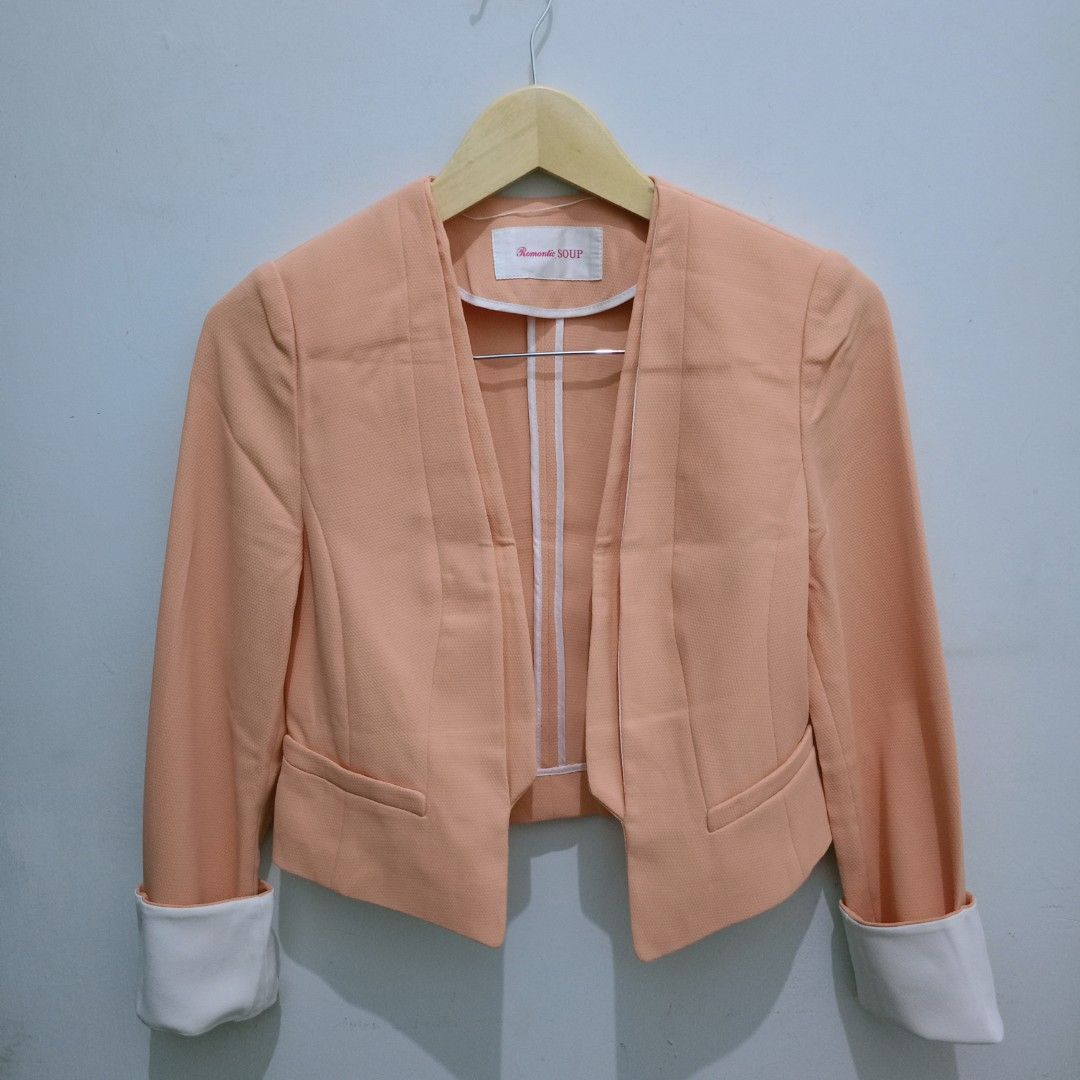 Freeong Crop Blazer Stik Balik Blazer Premium Tweed Blazer Crop, Fesyen ...