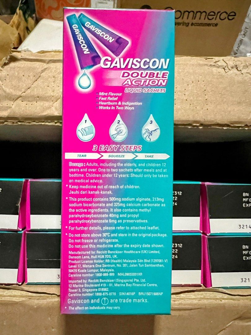 Gaviscon - Double Action (1 box of 5 sachet) - Exp 11 Nov 2024, Health ...