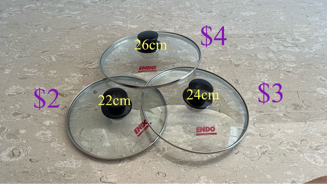 Glass lids for cooking pots (Endo Japan), Furniture & Home Living ...