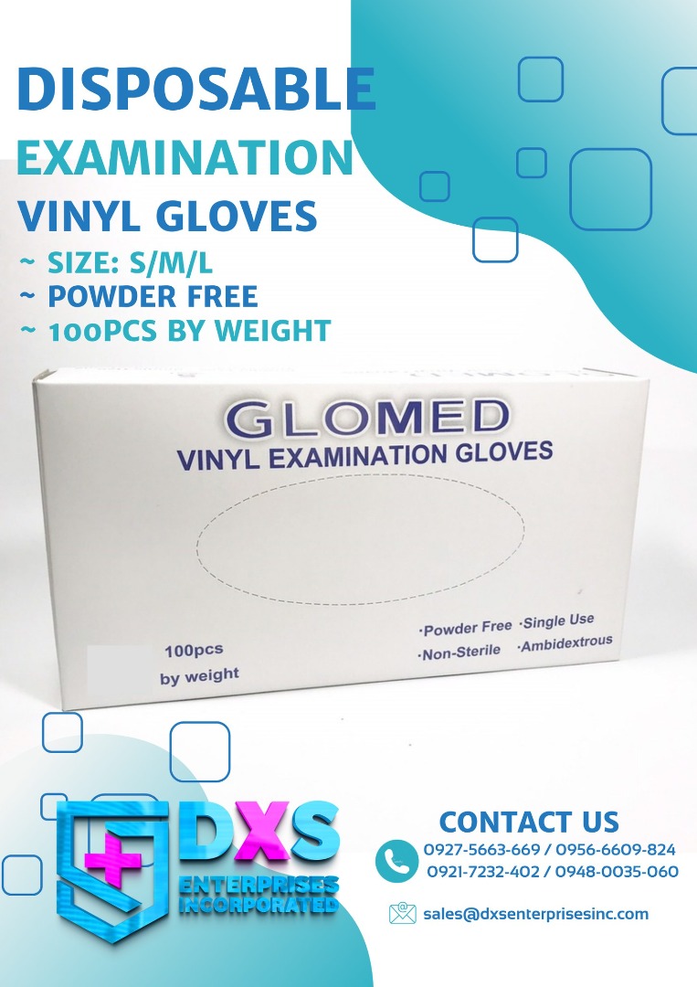 GLOMED VINYL EXAMINATION GLOVES, Health & Nutrition, Braces, Support ...