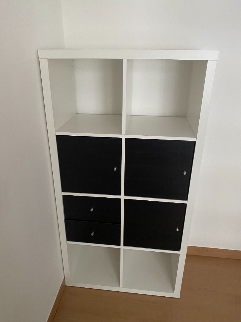 Ikea 2 x 4 Kallax shelving unit with 4 cabinets, Furniture & Home ...