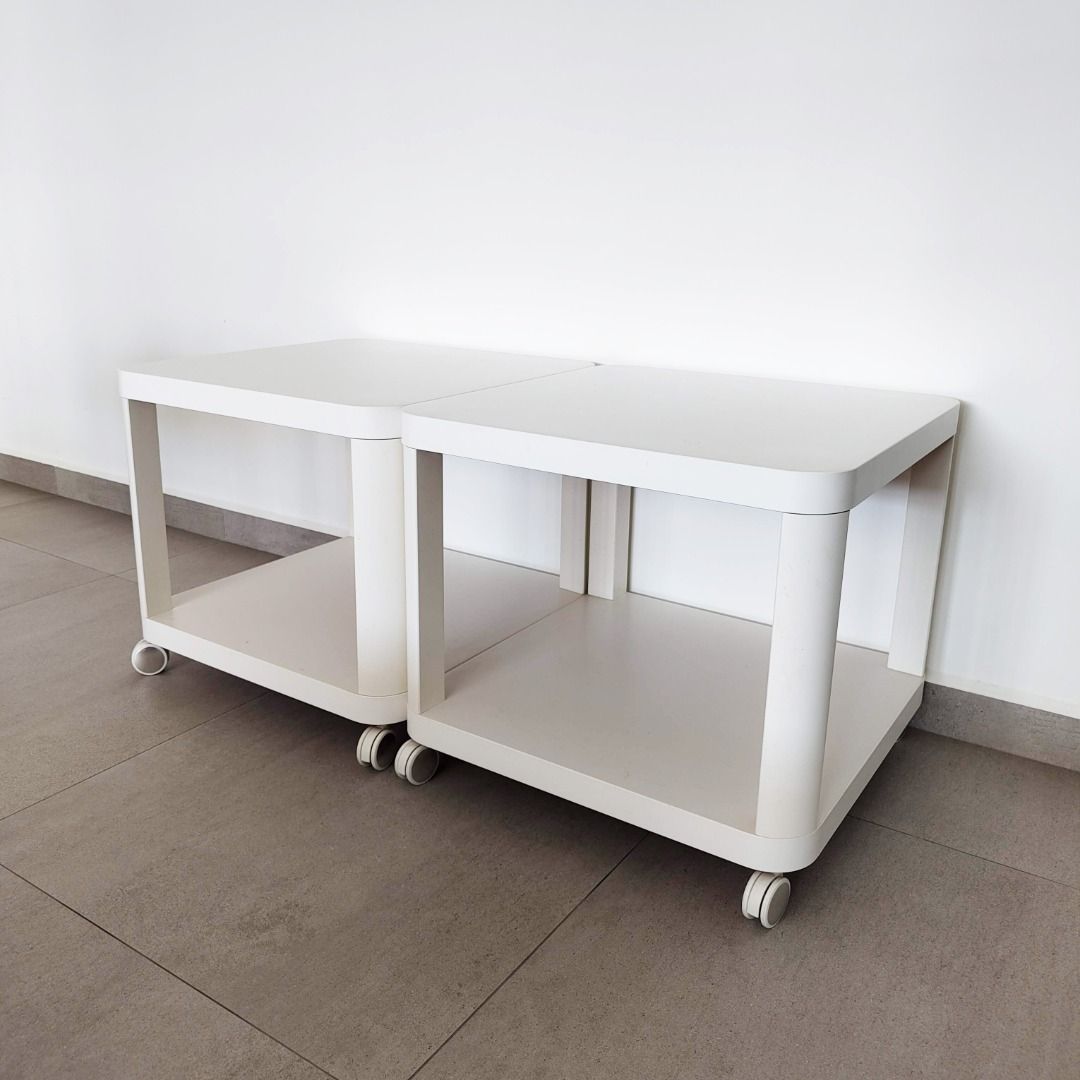 IKEA TINGBY White Side Tables with Castors (x2), Furniture & Home ...