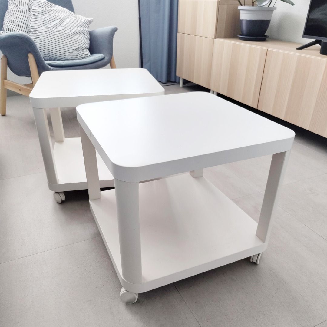 IKEA TINGBY White Side Tables with Castors (x2), Furniture & Home ...