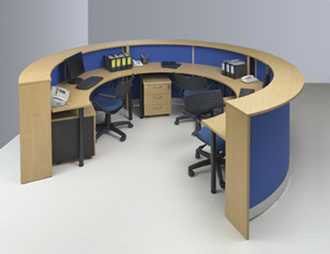 Set Meja Counter + Kursi INDACHI / Meja Resepsionis Melingkar Modern ...