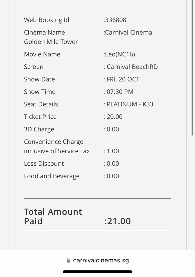 Leo movie ticket, Tickets & Vouchers, Event Tickets on Carousell