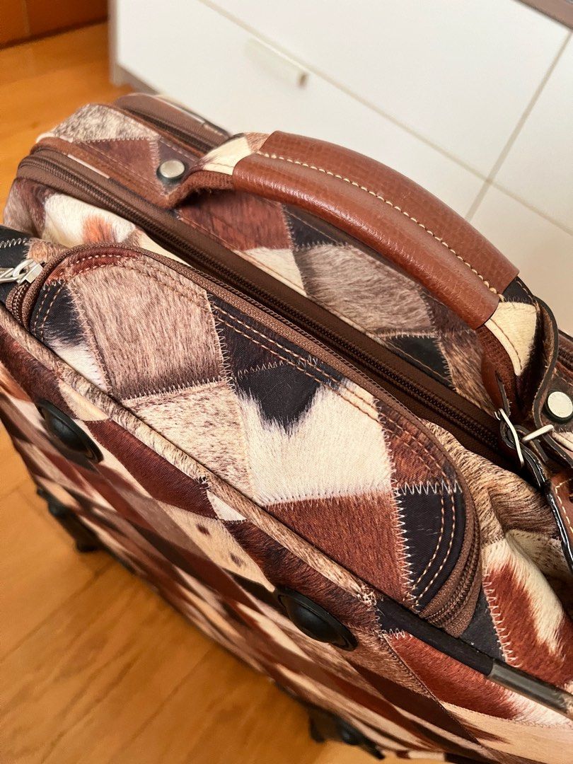 LONGCHAMP Patch Animal Print Le Pliage Suitcase 絕版 限量款 登機箱 編織風格 行李喼 ...