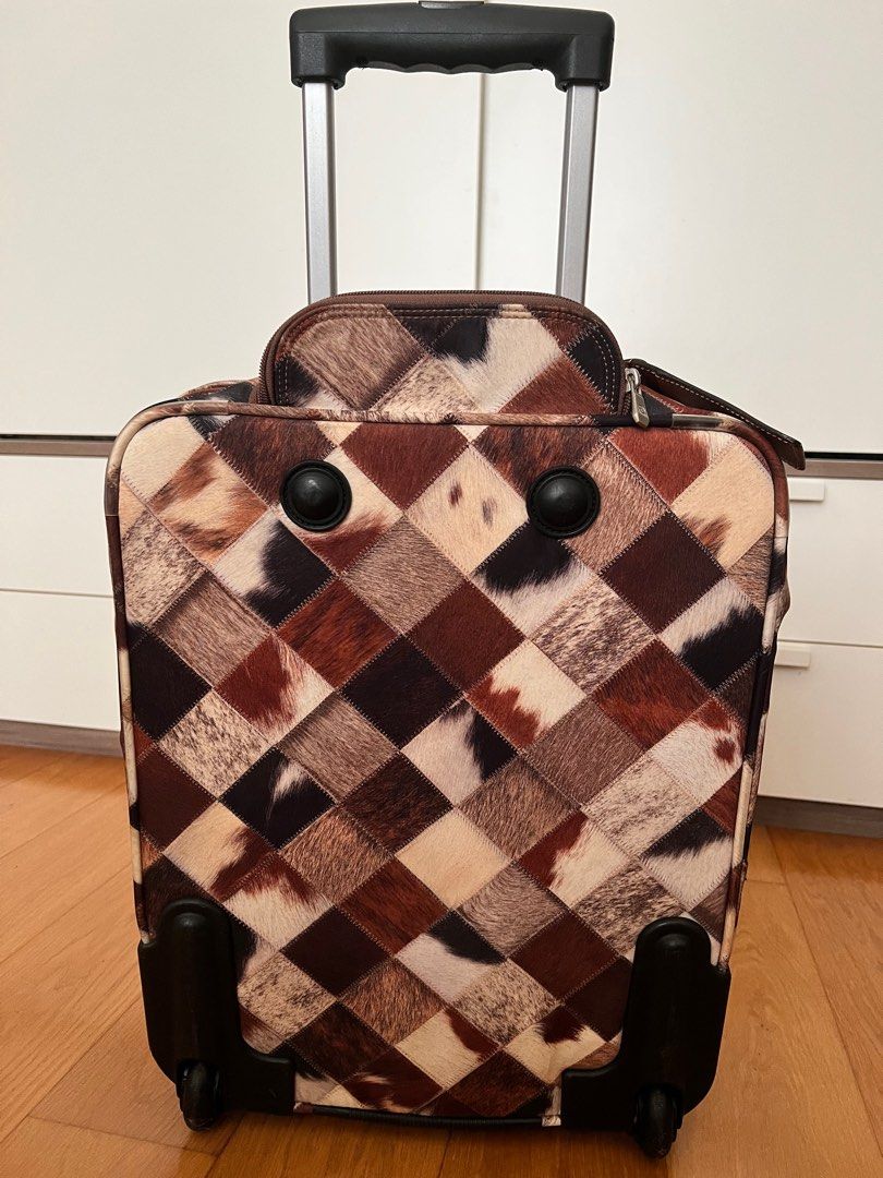 LONGCHAMP Patch Animal Print Le Pliage Suitcase 絕版 限量款 登機箱 編織風格 行李喼 ...