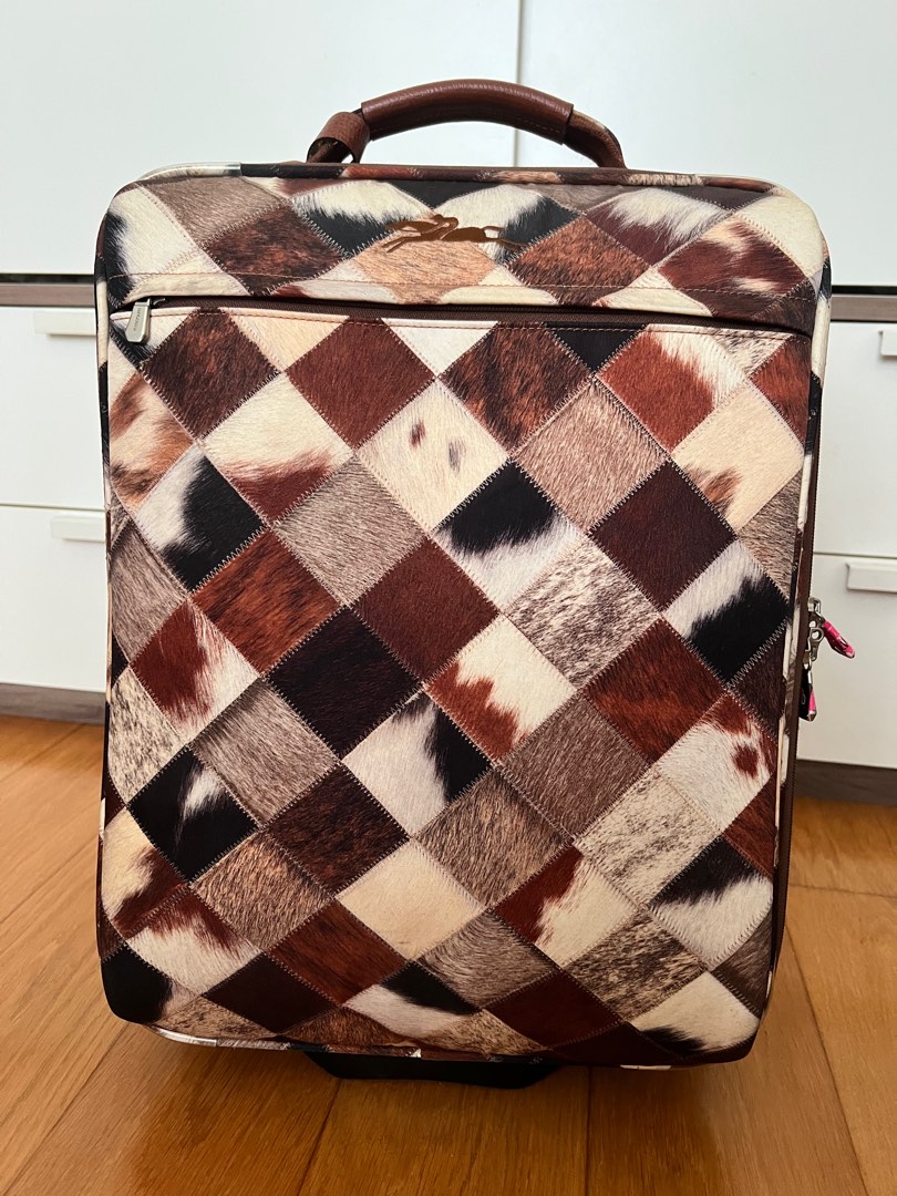 LONGCHAMP Patch Animal Print Le Pliage Suitcase 絕版 限量款 登機箱 編織風格 行李喼 ...