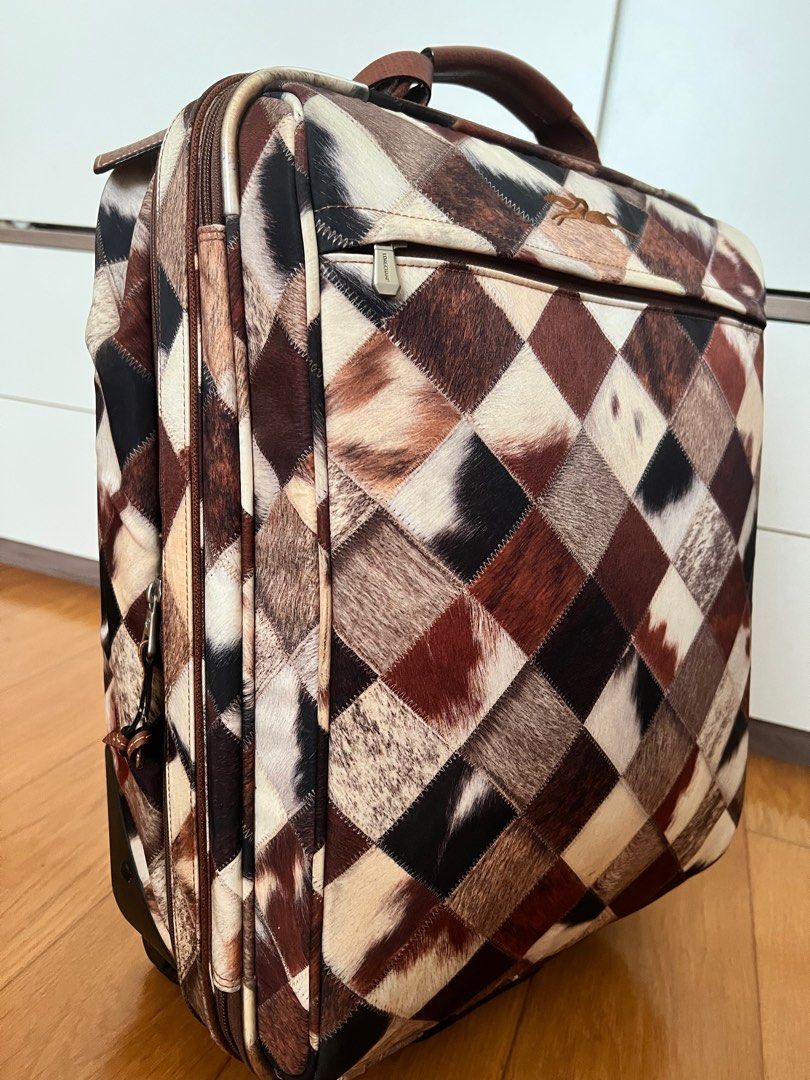 LONGCHAMP Patch Animal Print Le Pliage Suitcase 絕版 限量款 登機箱 編織風格 行李喼 ...