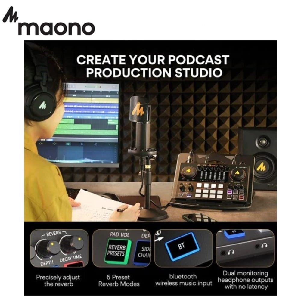 MAONO AME2A Professional Live Sound Card Bluetooth Audio Live Broadcast ...