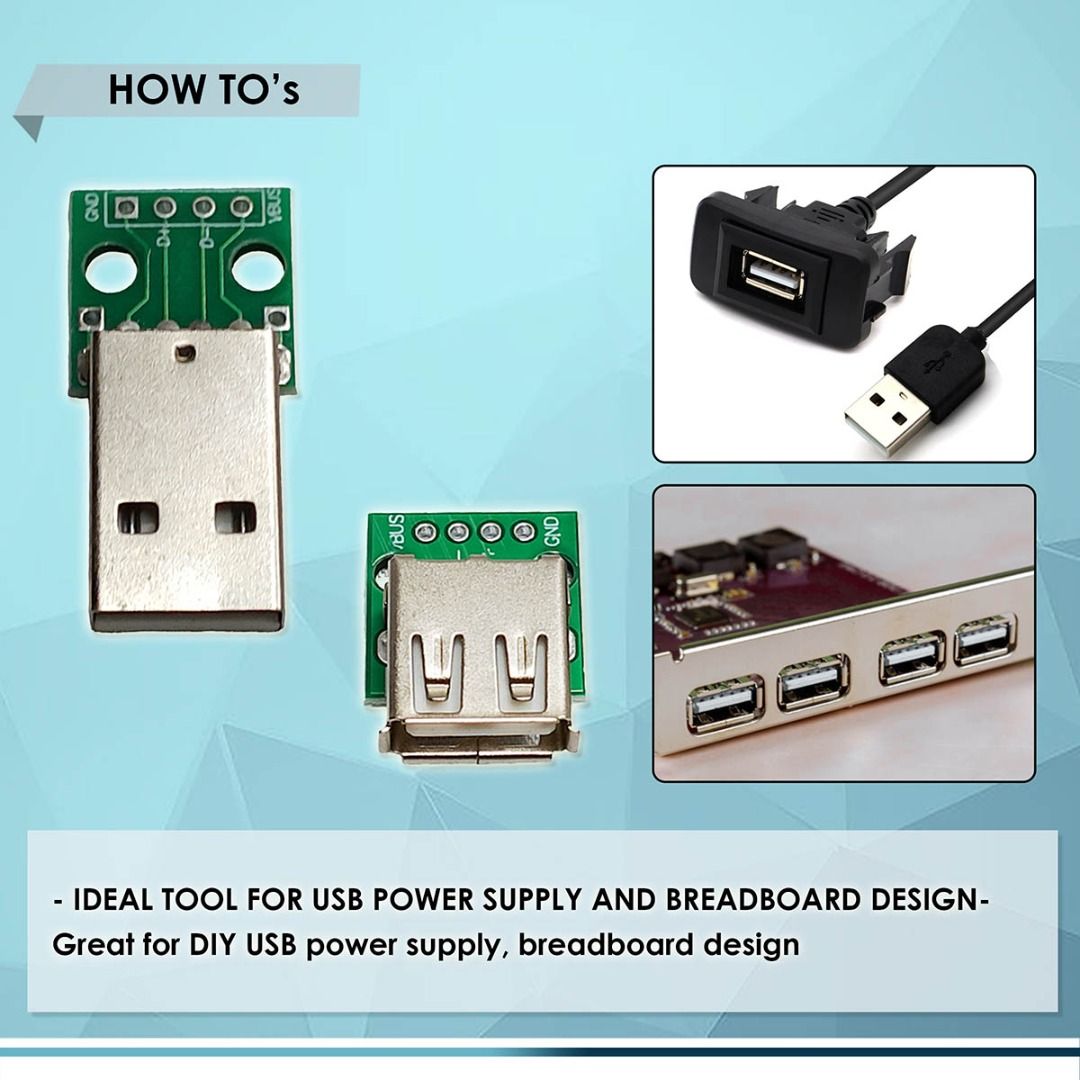 MINI USB TYPE A 2.0 MALE/FEMALE to 2.54mm DIP ADAPTER (1-PC per ORDER ...