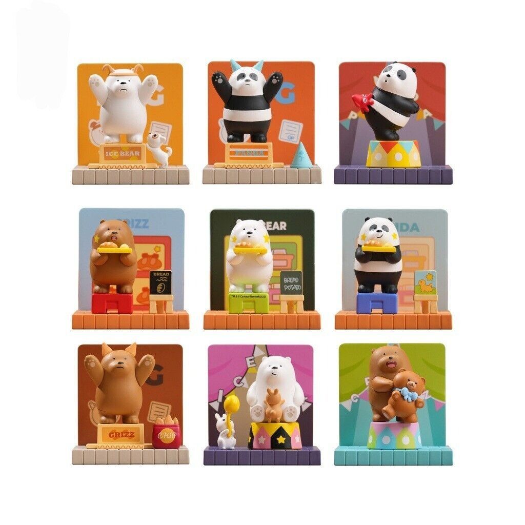 Miniso We Bare Bears Blind Box Mini Fun Collection Grizz Eating Lunch ...