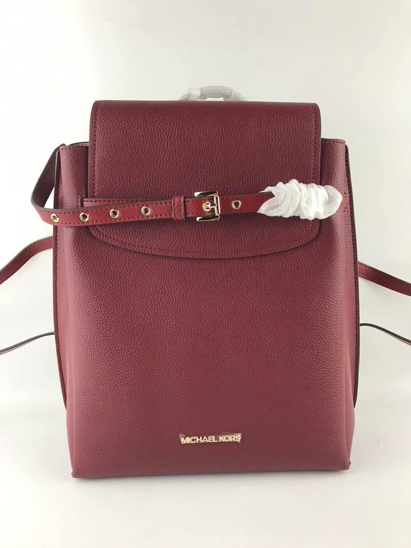 MK Emilia Backpack Maroon, Women's Fashion, Bags & Wallets, Backpacks ...