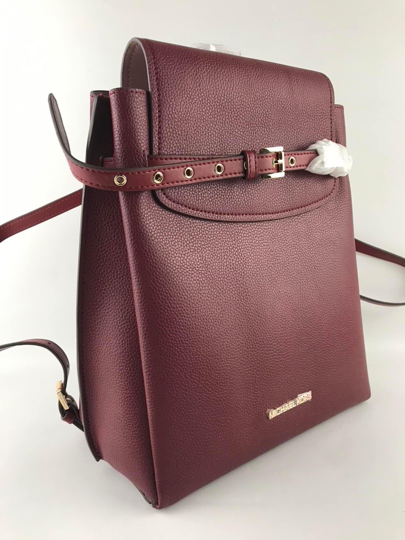 MK Emilia Backpack Maroon, Women's Fashion, Bags & Wallets, Backpacks ...