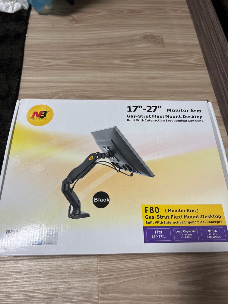 NB North Bayou F80 Monitor Arm Gas Strut Flexi Mount, Computers & Tech ...
