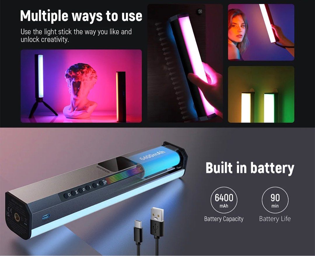 NEEWER RGB1 Magnetic Handheld Light Stick,RGB LED Light, Photography ...