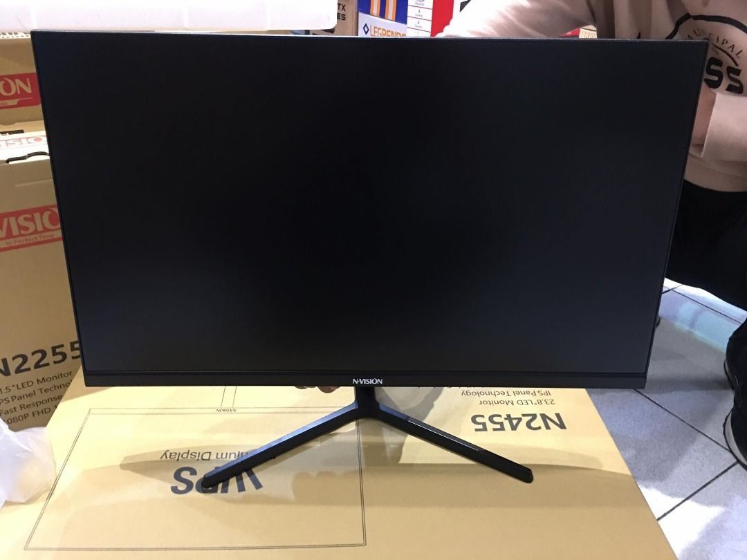 Nvision 23.8 IPS Panel 75Hz LED Monitor Narrow Bezel FHD VGA HDMI White ...