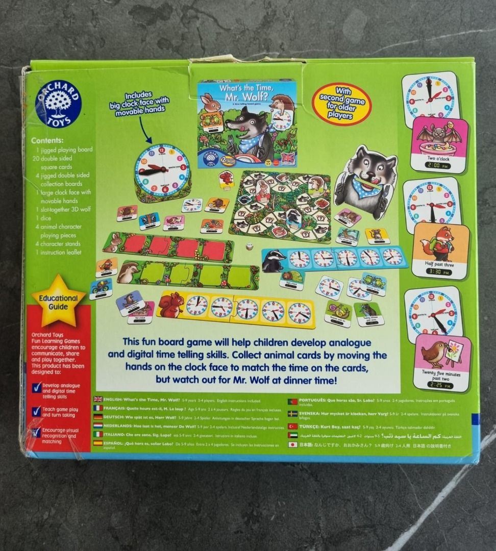 Orchard Toys What's The Time Mr. Wolf? Learn Time-Telling Game, Hobbies ...