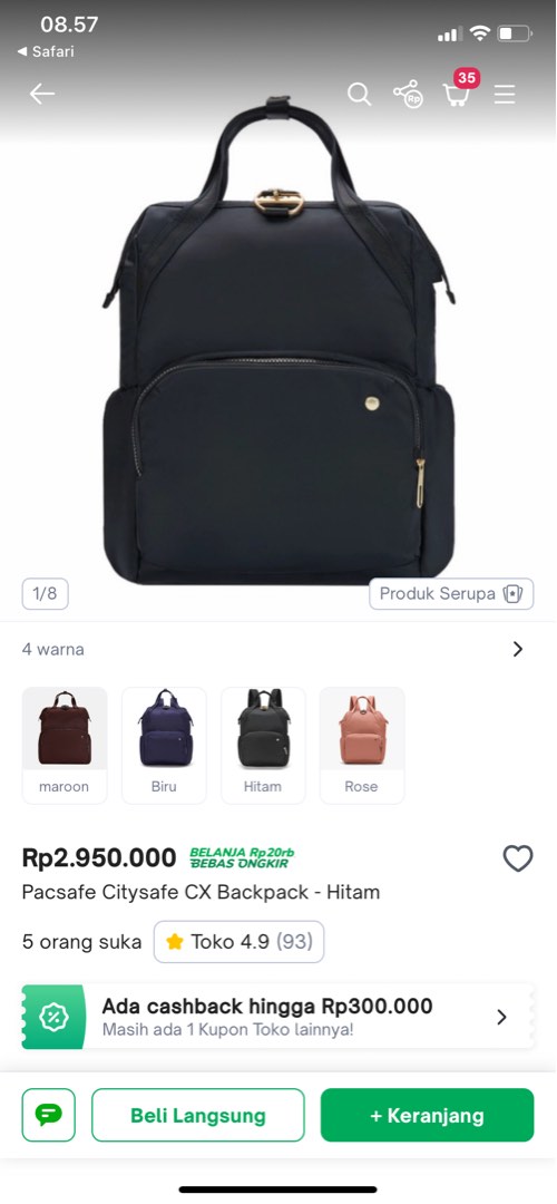 Pac safe backpack not tumi prada tas, Barang Mewah, Tas & Dompet di ...