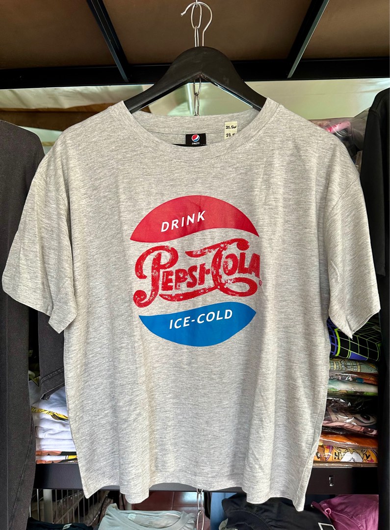 PEPSI COLA Loose Semi Cropped Shirt, Women's Fashion, Tops, Blouses on ...