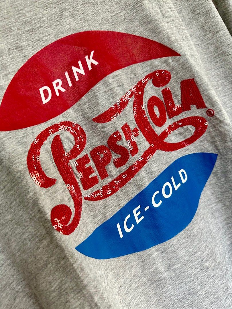 PEPSI COLA Loose Semi Cropped Shirt, Women's Fashion, Tops, Blouses on ...
