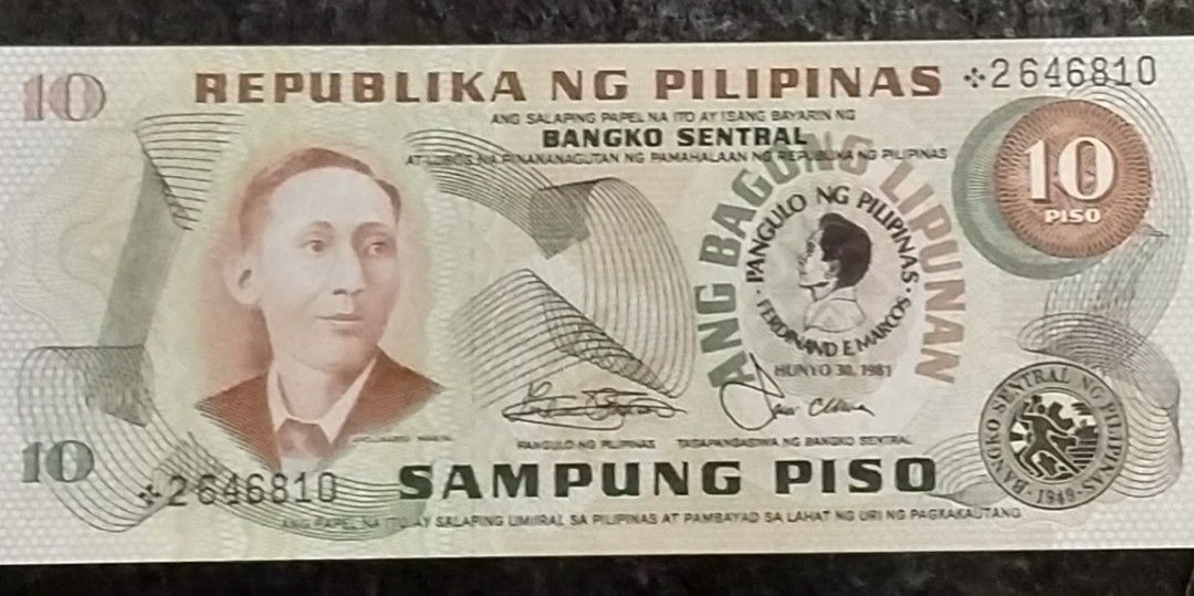 Philippines Ang Bagong Lipunan with Overprint Marcos Head old Banknotes ...