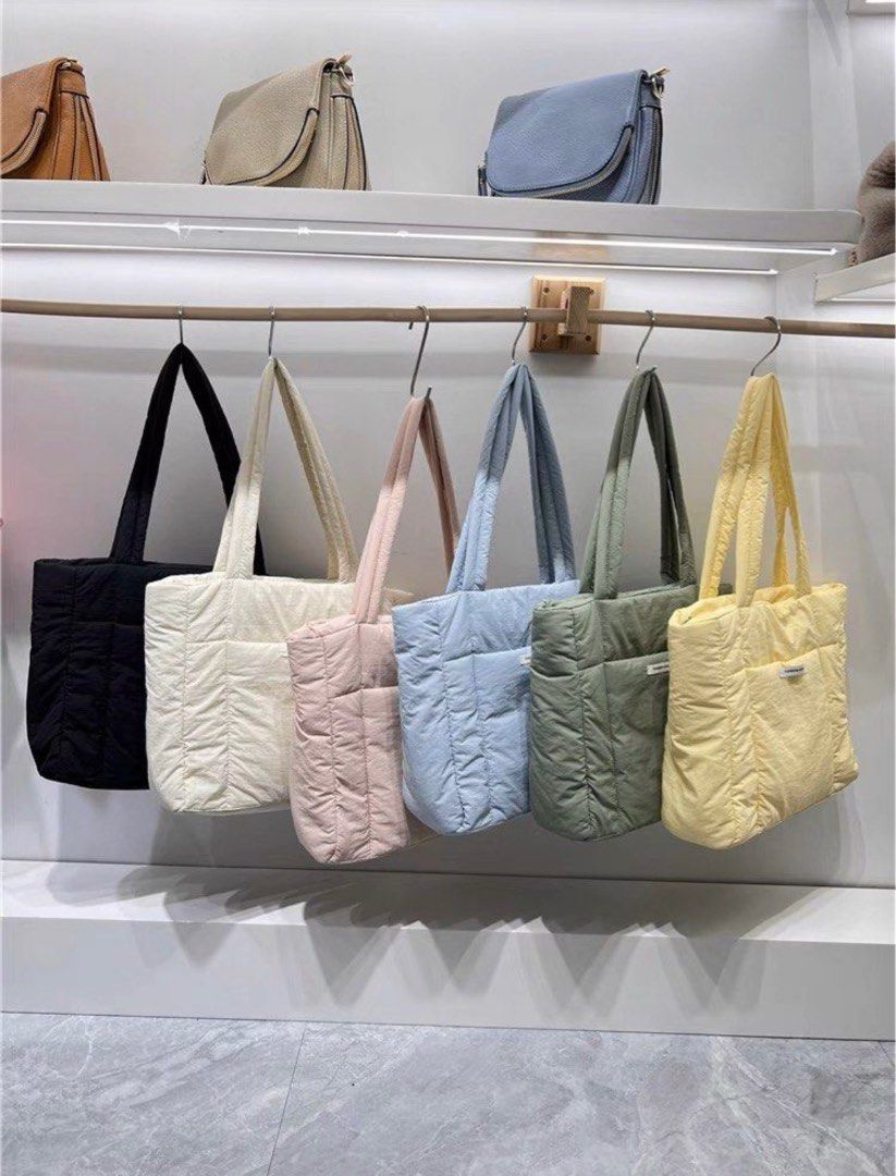 pink puffer tote bag, Women's Fashion, Bags & Wallets, Tote Bags on ...