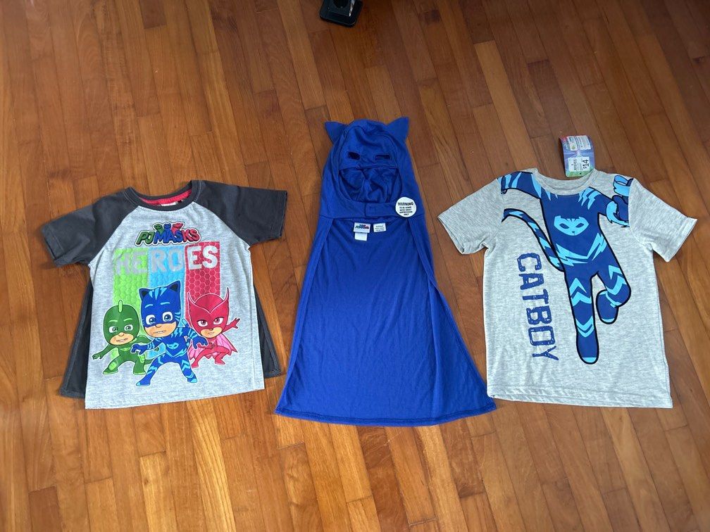 PJ Masks Tshirt with detachable caps, Babies & Kids, Babies & Kids ...