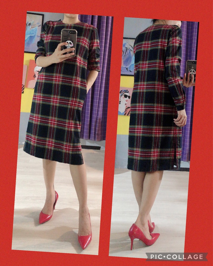 Plaid Pattern Dress, Women's Fashion, Dresses & Sets, Dresses on Carousell