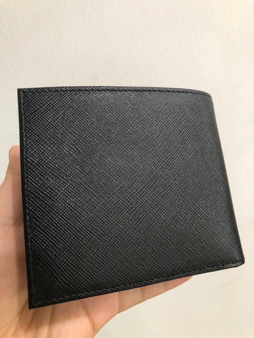 Prad@ Men Triangle Logo Bifold Wallet, Men's Fashion, Watches ...