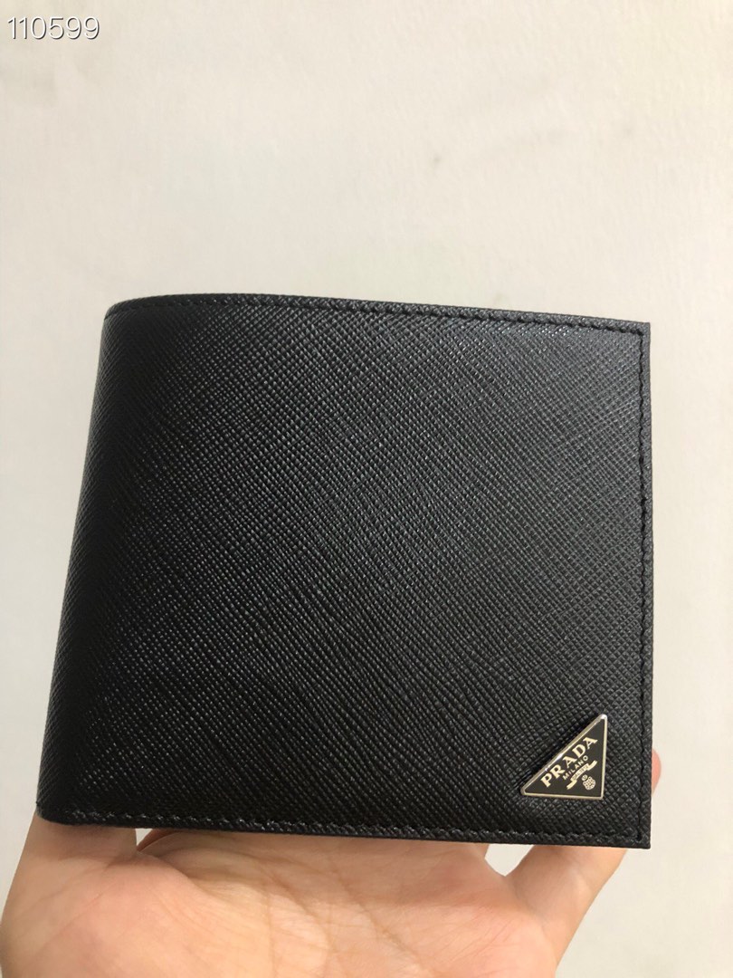 Prad@ Men Triangle Logo Bifold Wallet, Men's Fashion, Watches ...