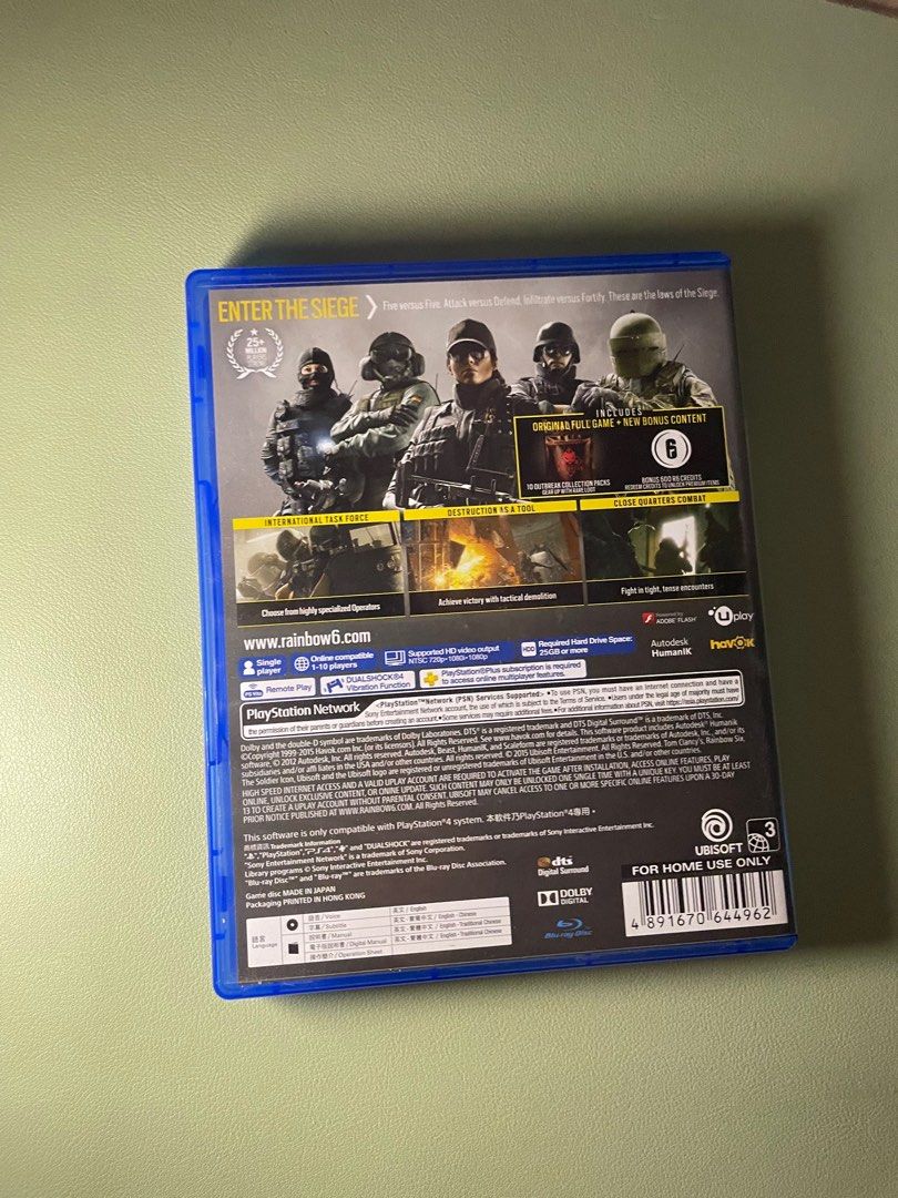 Ps4 used game - Rainbow Six Siege Advanced Edition, Video Gaming, Video ...