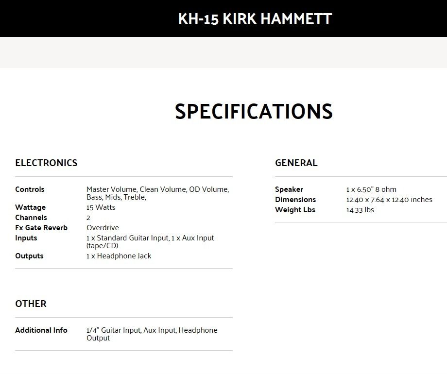 Randall Kirk Hammett Signature KH-15 Guitar Combo Amplifier, Hobbies ...