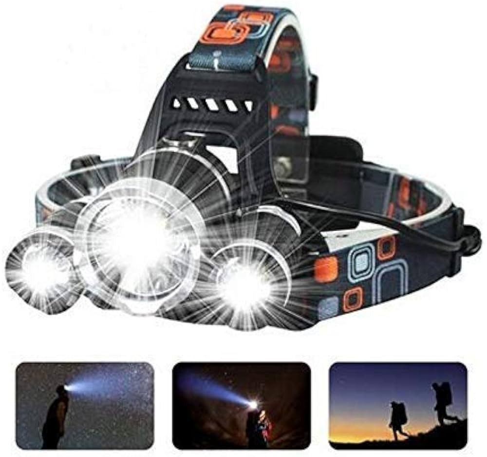 Rechargeable LED Headlamp, 6000 Lumens Head Light 90 Degree with 3 ...