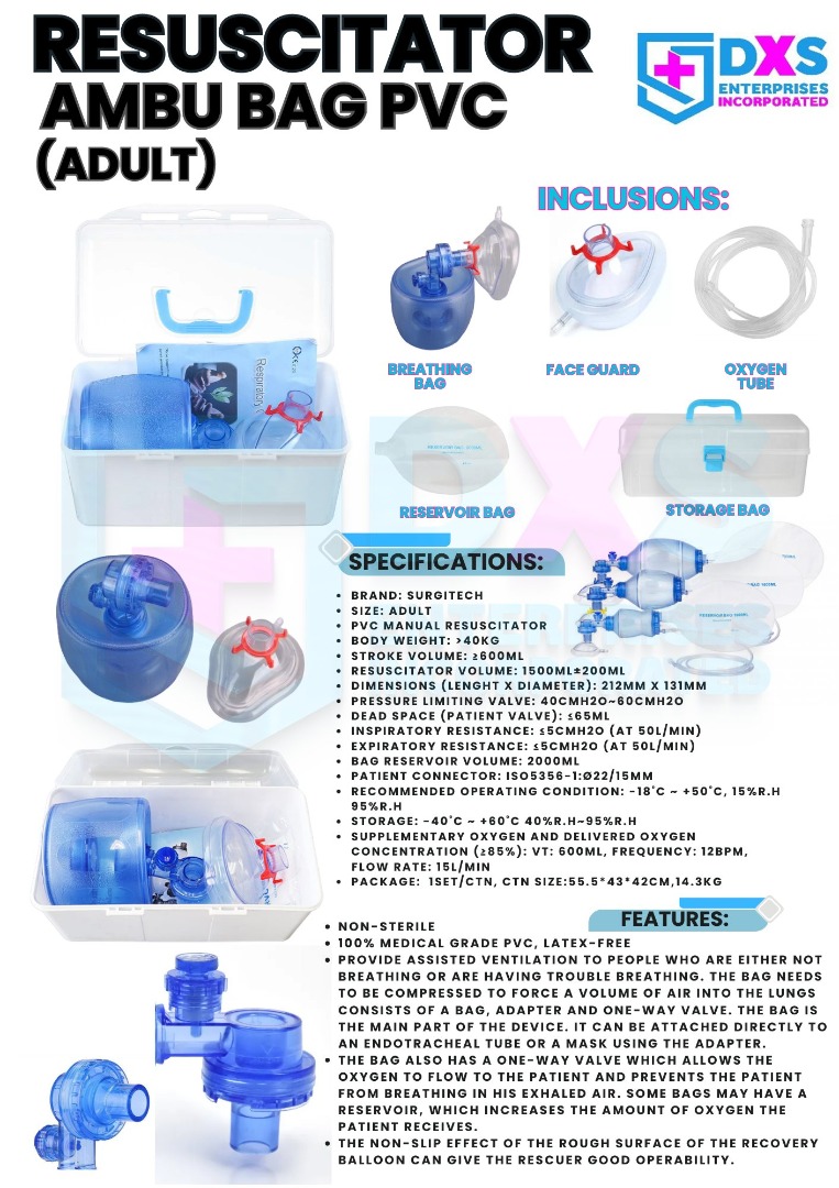 RESUSCITATORS AMBU BAG PVC, Health & Nutrition, Braces, Support ...