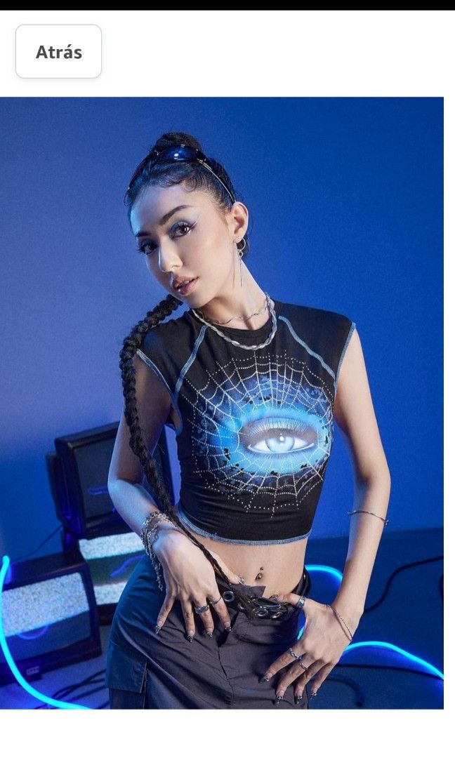 ROMWE GOTH FAIRYCORE PUNK Y2K CYBERYEVIL EYE PRINTED CROP TOP, Women's ...