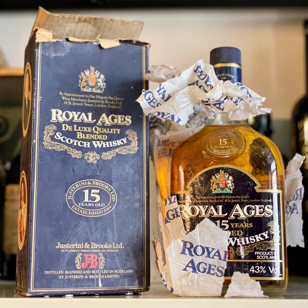 Royal Ages 15 whisky J&B RARE vintage w box 750ml, Food & Drinks, Alcoholic Beverages on Carousell