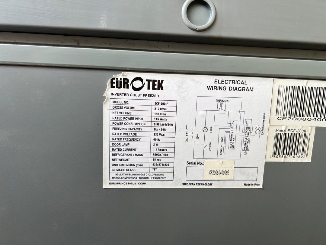Rush! Eurotek Inverter Chest Freezer, TV & Home Appliances, Kitchen ...
