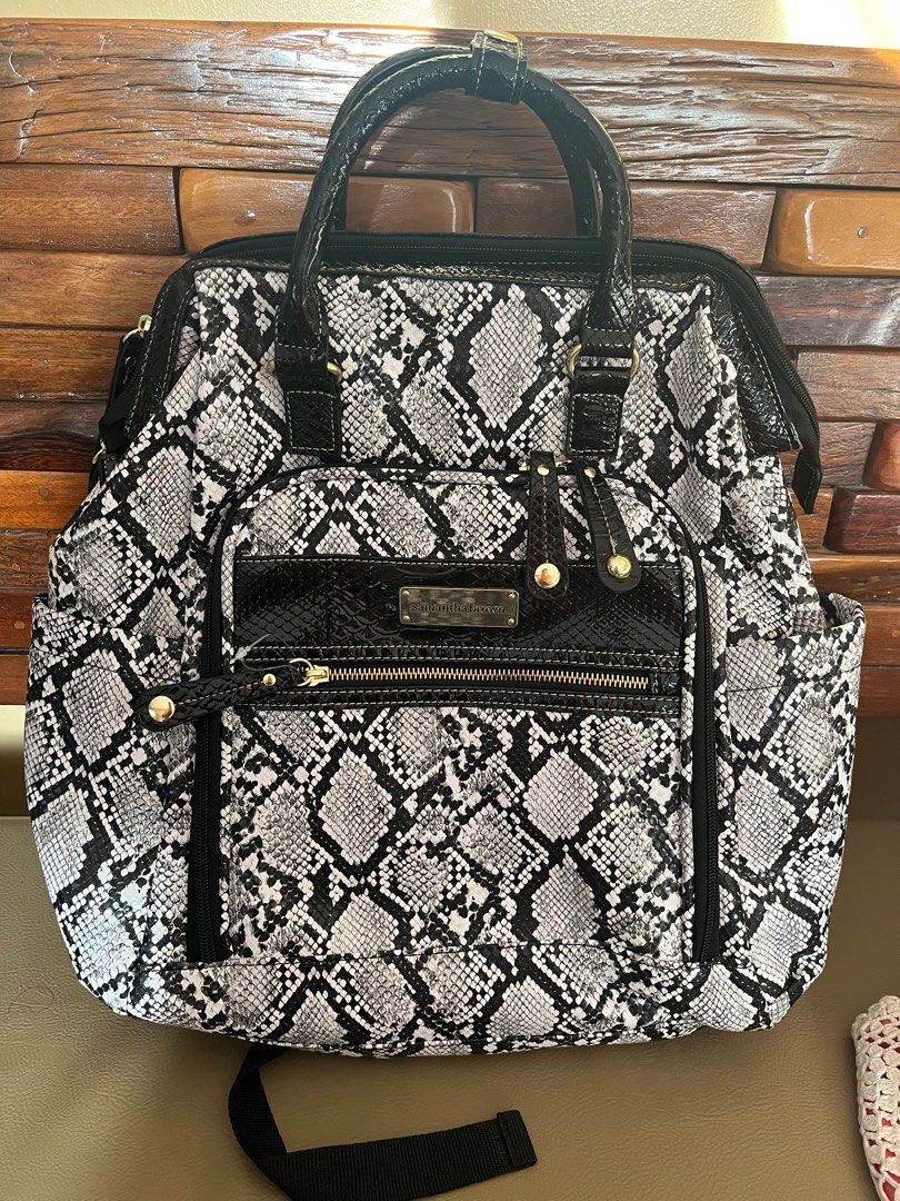 Samantha Brown Python Embossed Backpack (Black and White), Women's ...