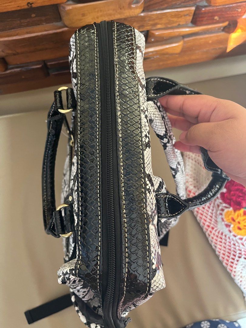 Samantha Brown Python Embossed Backpack (Black and White), Women's ...