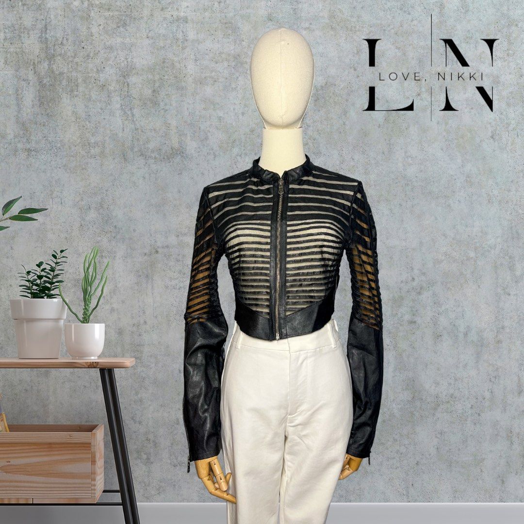See through leather black jacket, Women's Fashion, Coats, Jackets and ...