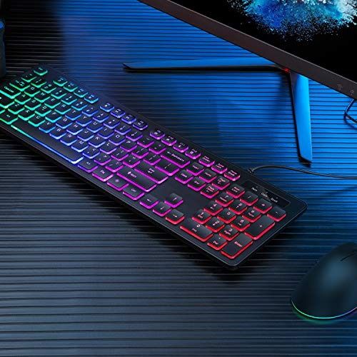 seenda Wired Keyboard Backlit,USB Wired Computer Keyboard Full Size ...
