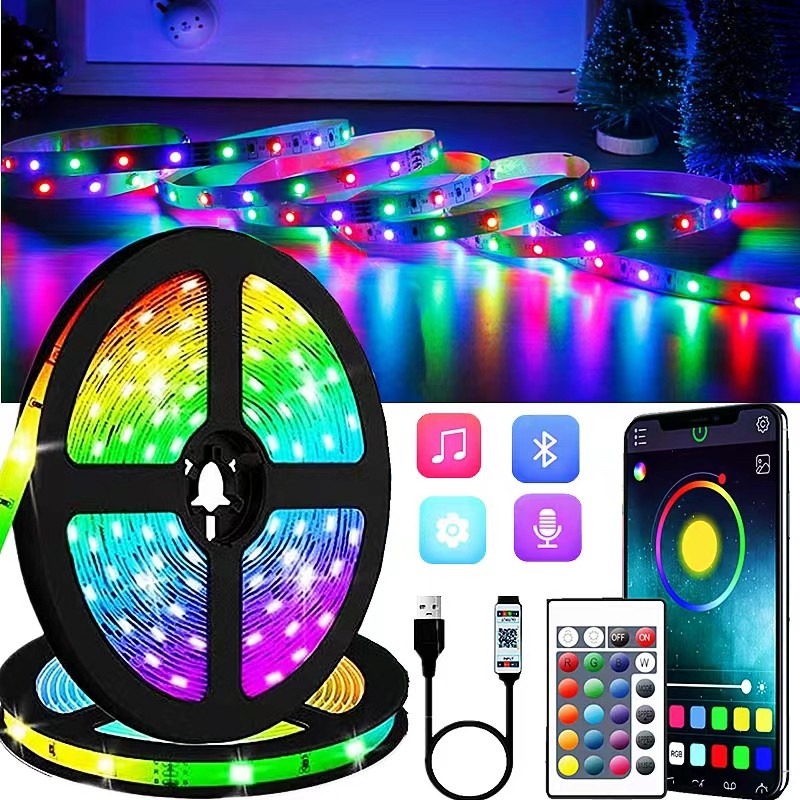 Smart LED Strip Lights 5M RGB USB 5050 LED Light Bluetooth APP Fairy ...