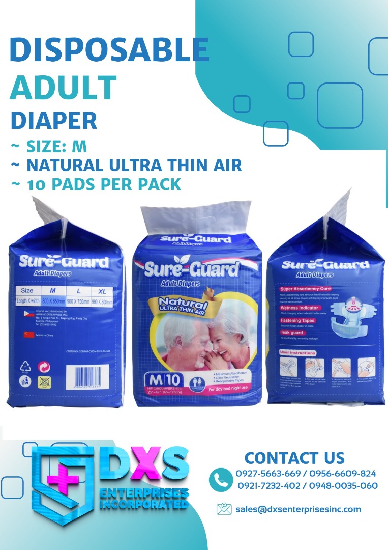 SURE GUARD ADULT DIAPER MEDIUM, Health & Nutrition, Braces, Support ...
