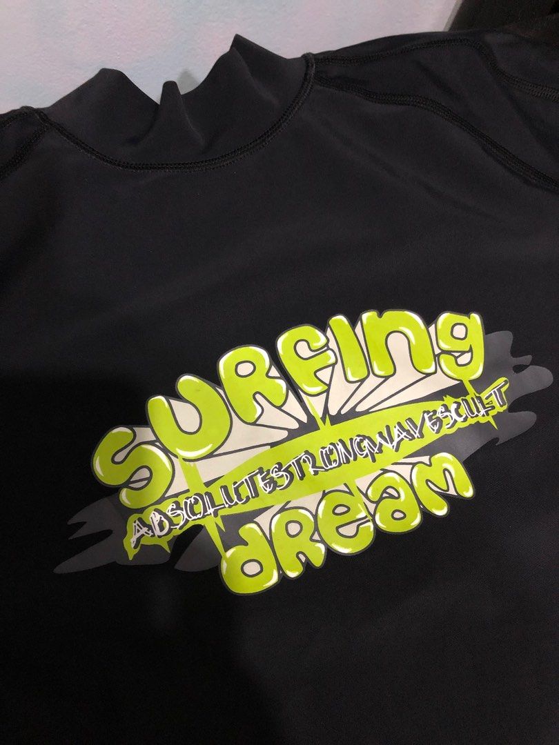 Surf top rash guard baju renang lengan pendek Opelon Hitam not roxy ...